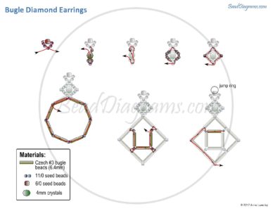 Bugle_Diamond_Earrings - BeadDiagrams.com